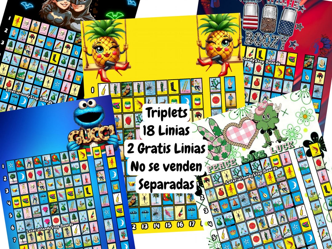 Triplets 18 Lines With 2 Free Lines Loteria Board Games to Play Online ...