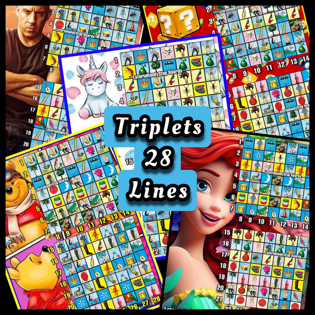 28 Lines Triplets Loteria Board Games - Etsy