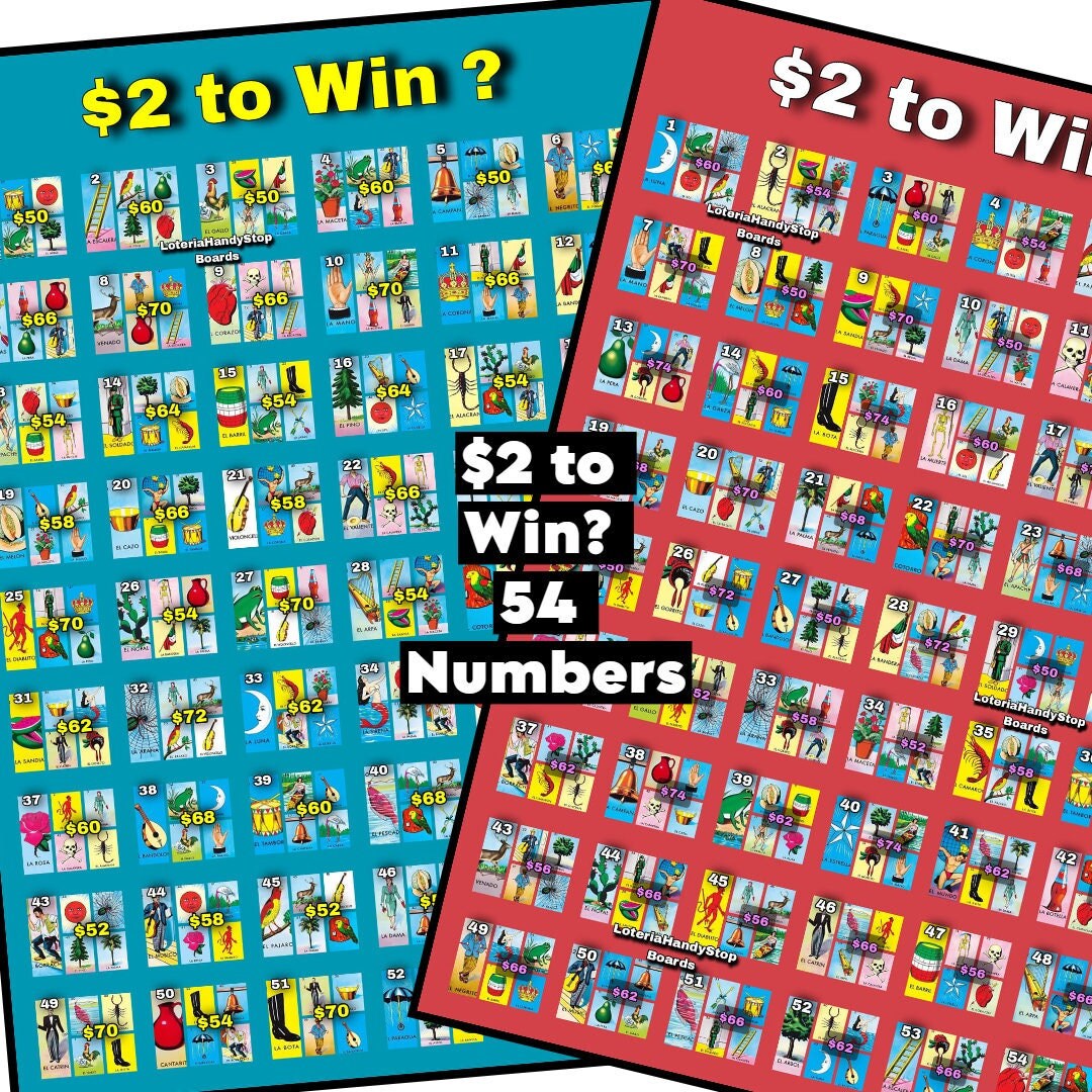 2 to Win Loteria Board Game With 54 Numbers - Etsy
