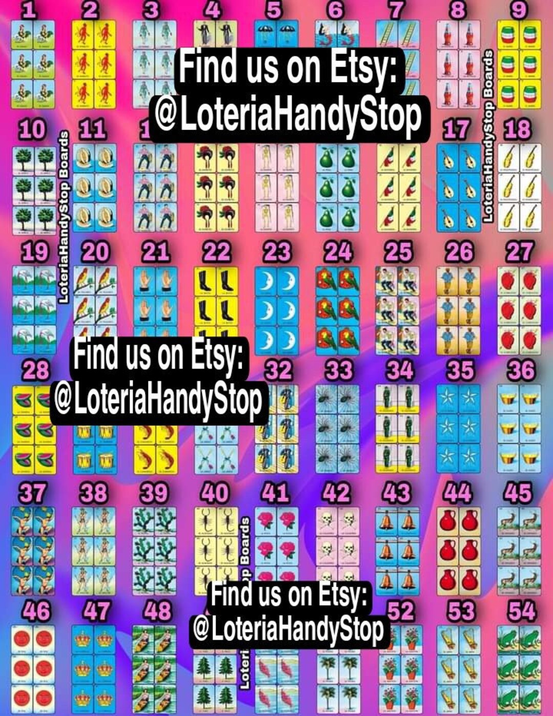 54 Characters Roulette Loteria Board Game - Etsy