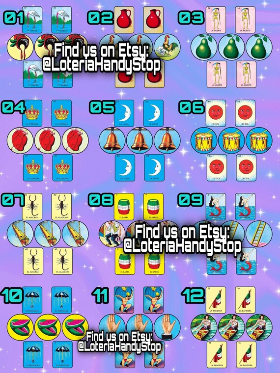 12 Numbers Loteria Shuffle Board Game to Play Online | Etsy