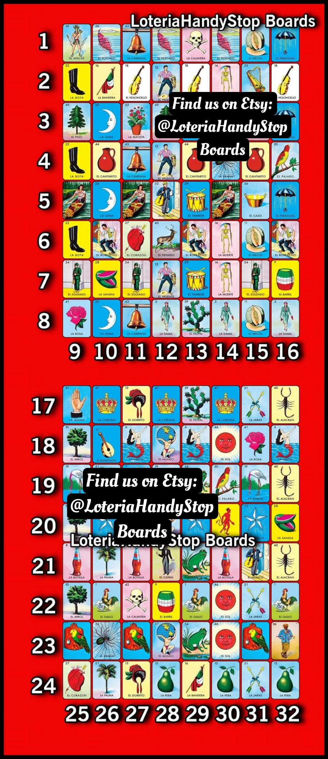 32 Lines Triplets Loteria Board Games - Etsy