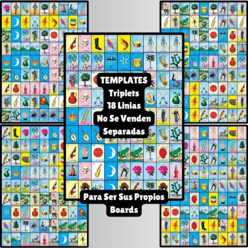 Templates 18 Lines Triplets Loteria - Etsy