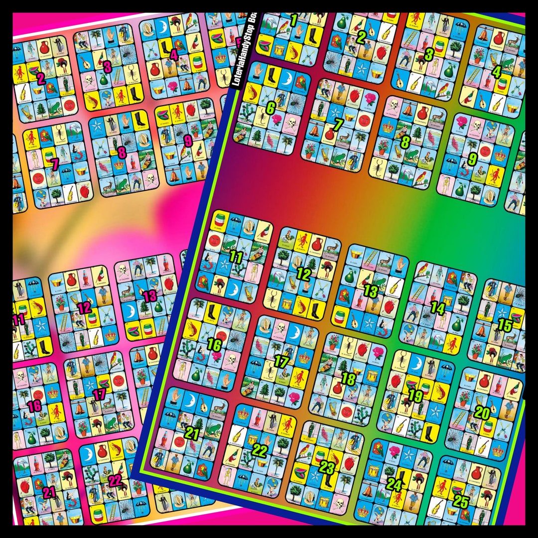 25 Numbers Loteria Boards Full Cards to Play Online - Etsy