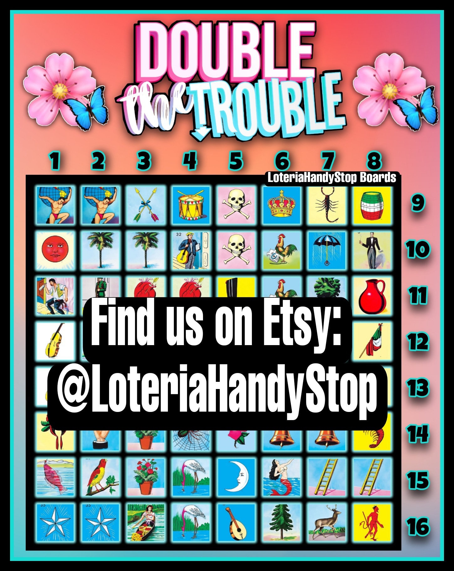 16 Numbers Shuffle Loteria Line Game to Play Online - Etsy