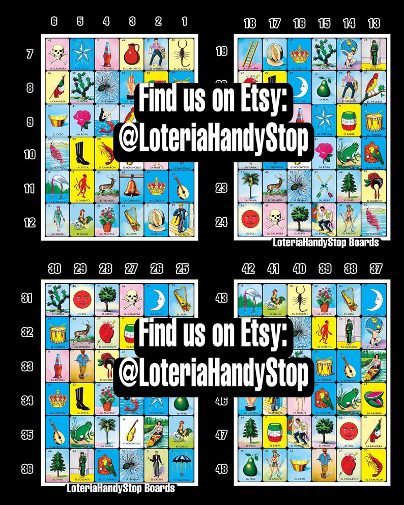 48 Numbers Loteria Line Board to Play Online - Etsy