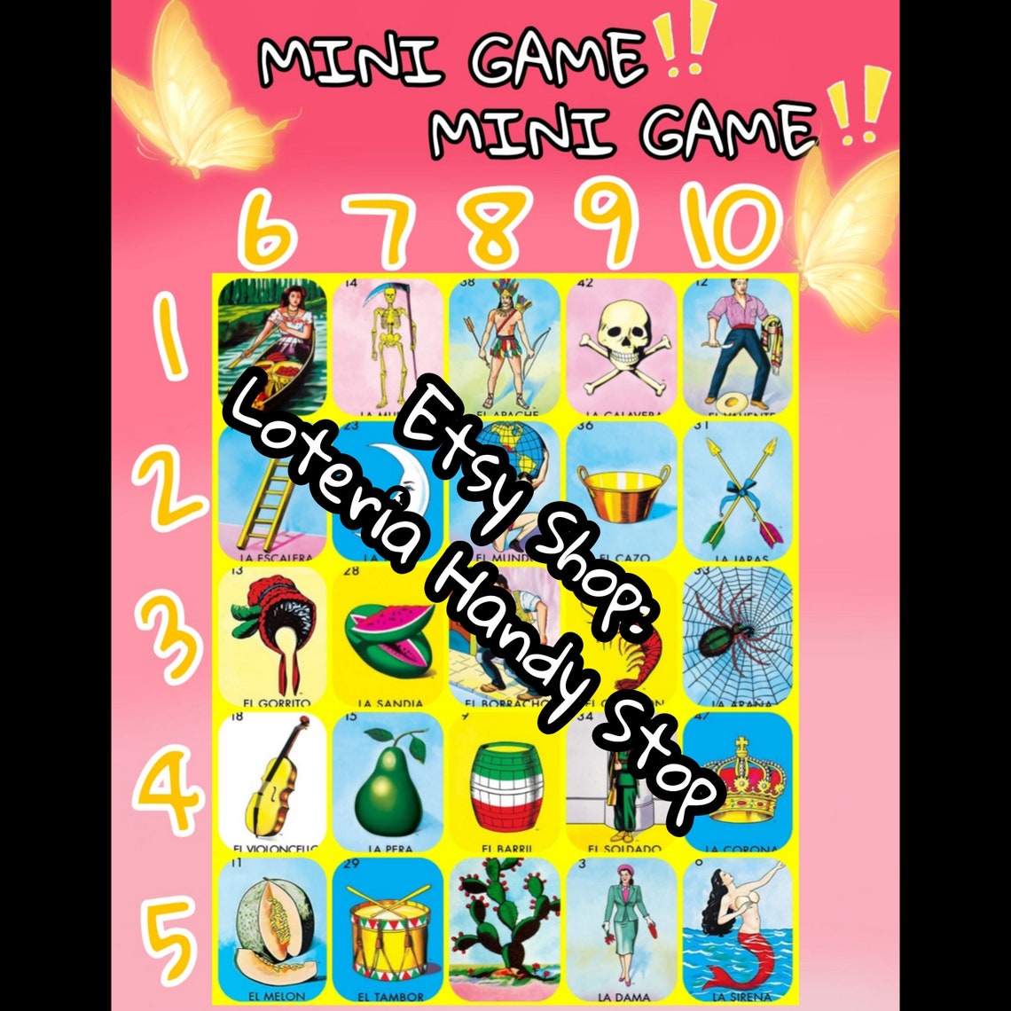 Loteria Boards for Mini Games Loteria Characters Mexican | Etsy