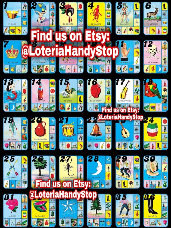 36 Numbers Loteria Big Board Game to Play Online | Etsy