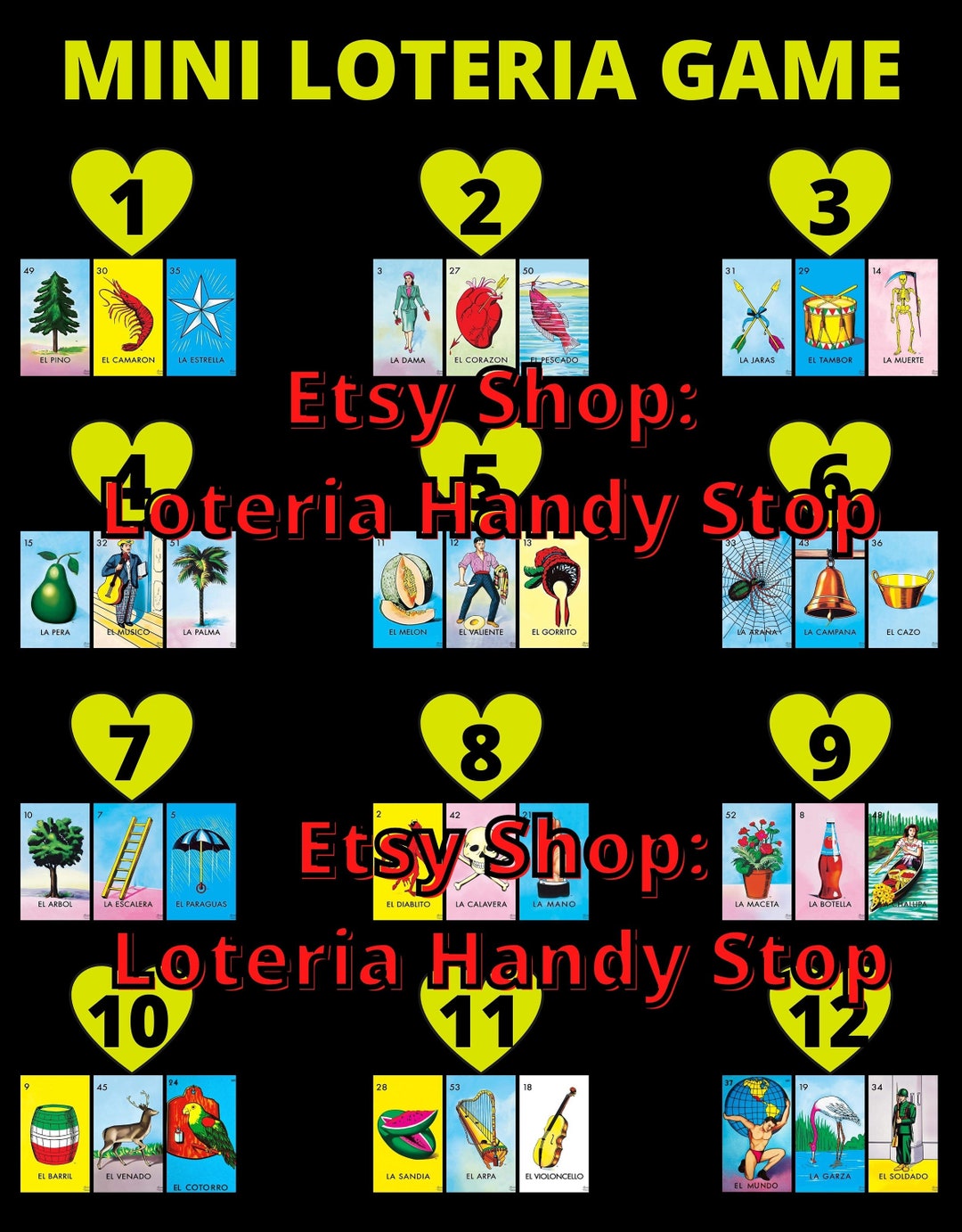 Mini Loteria Board for Online Downloading - Etsy