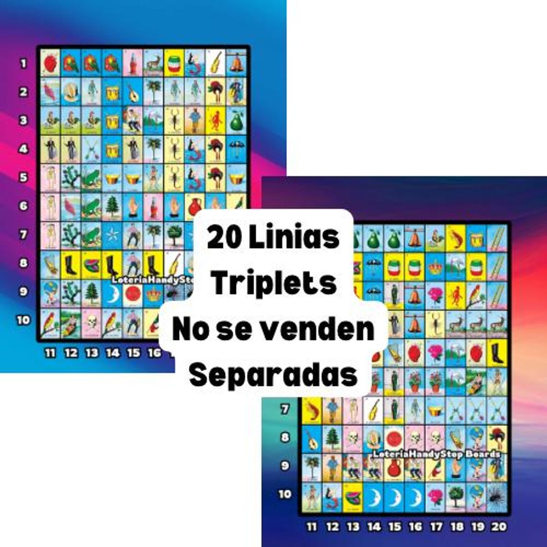 20 Lines Triplets Lotería Board Games - Etsy