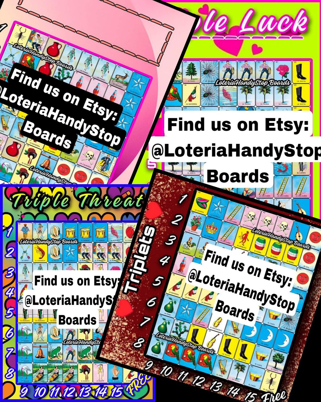 Triplets 15 Lines Loteria Board Game - Etsy