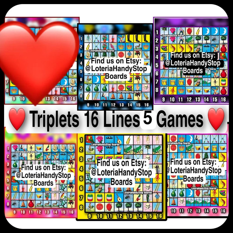 16 Lines Triplets Loteria Board Games - Etsy