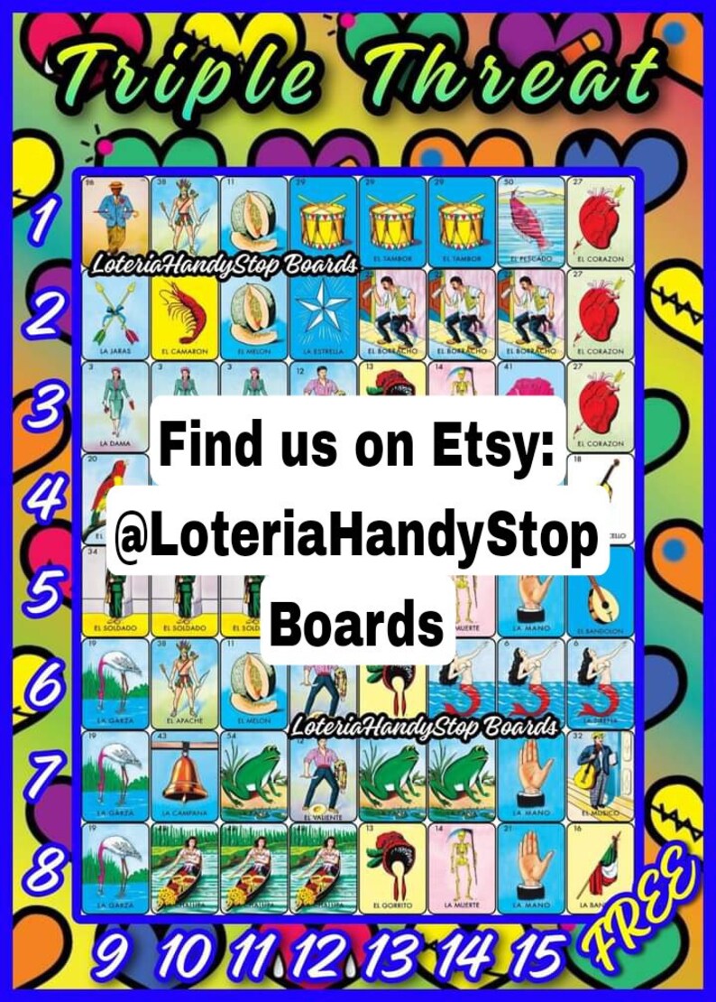 Triplets 15 Lines Loteria Board Game - Etsy