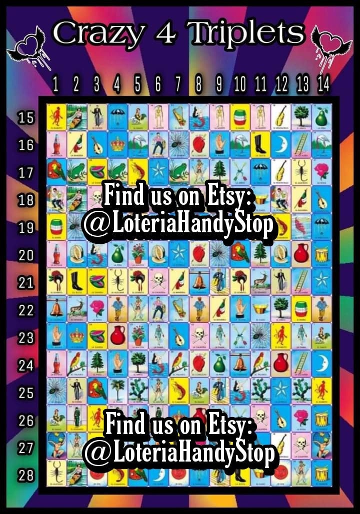Triplets 28 Lines Loteria Board With Repeats Game to Play - Etsy