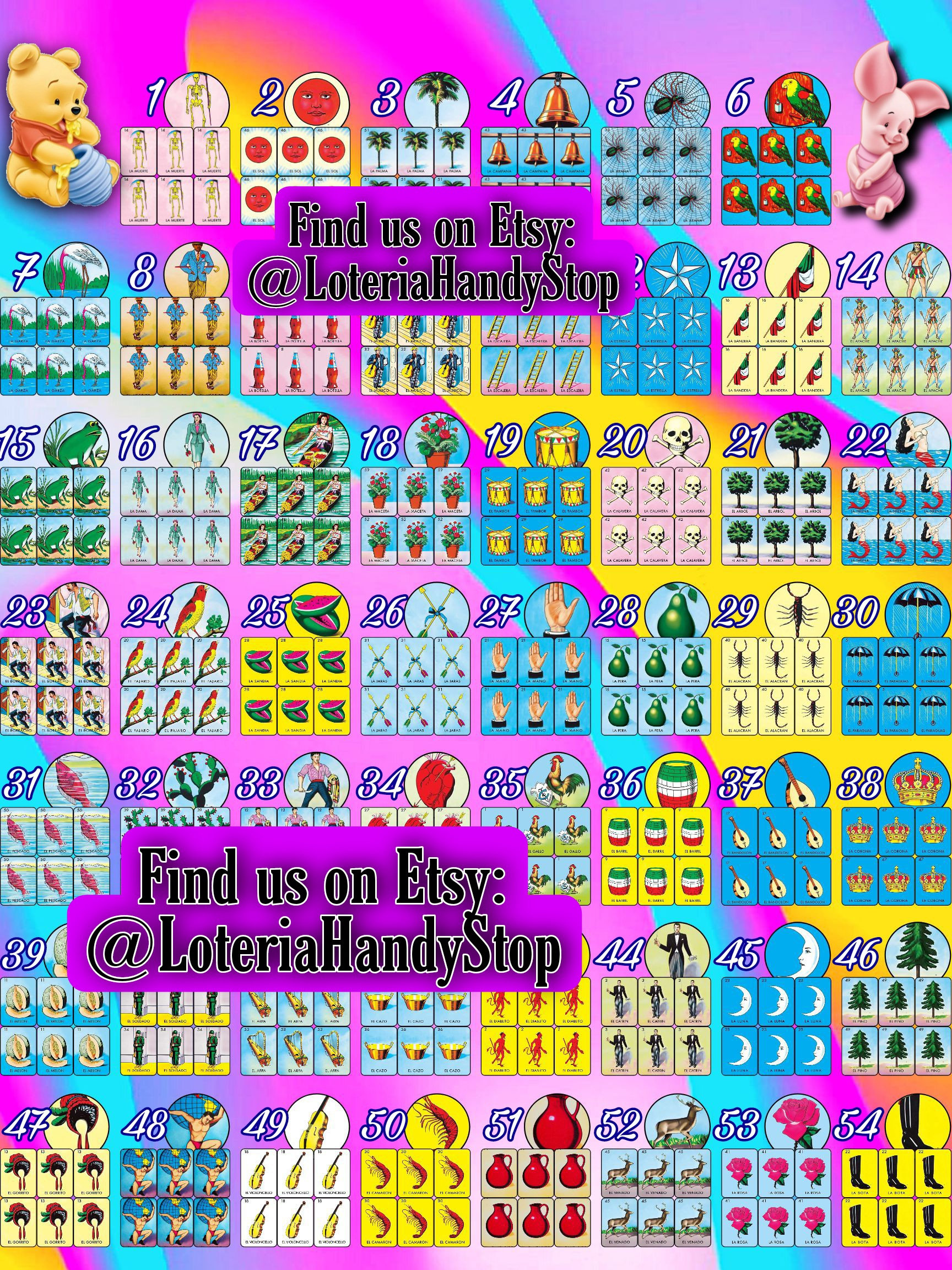 Shuffle Loteria Board 54 Numbers Game to Play Online - Etsy