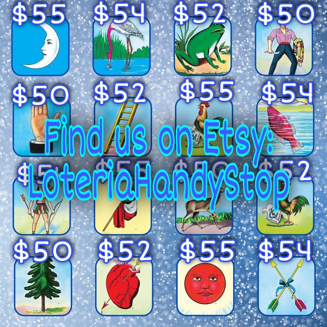 16 Loteria Characters Game Online Board Blue | Etsy