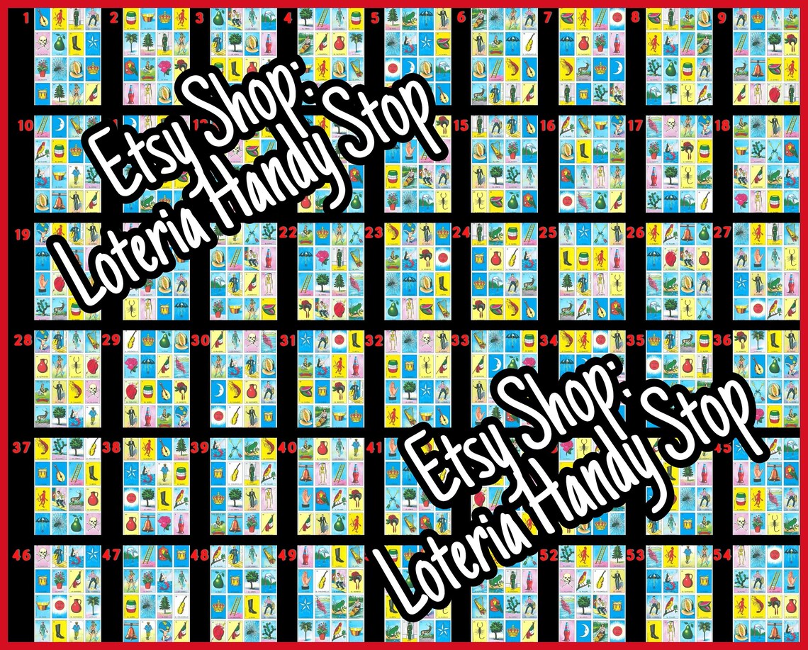 Loteria Board With 54 Original Loteria Cards on 1 Board to Play Online ...