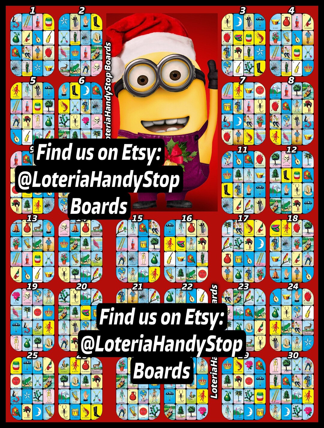30 Full Loteria Game Cards in 1 Loteria Digital Board to Play Online - Etsy