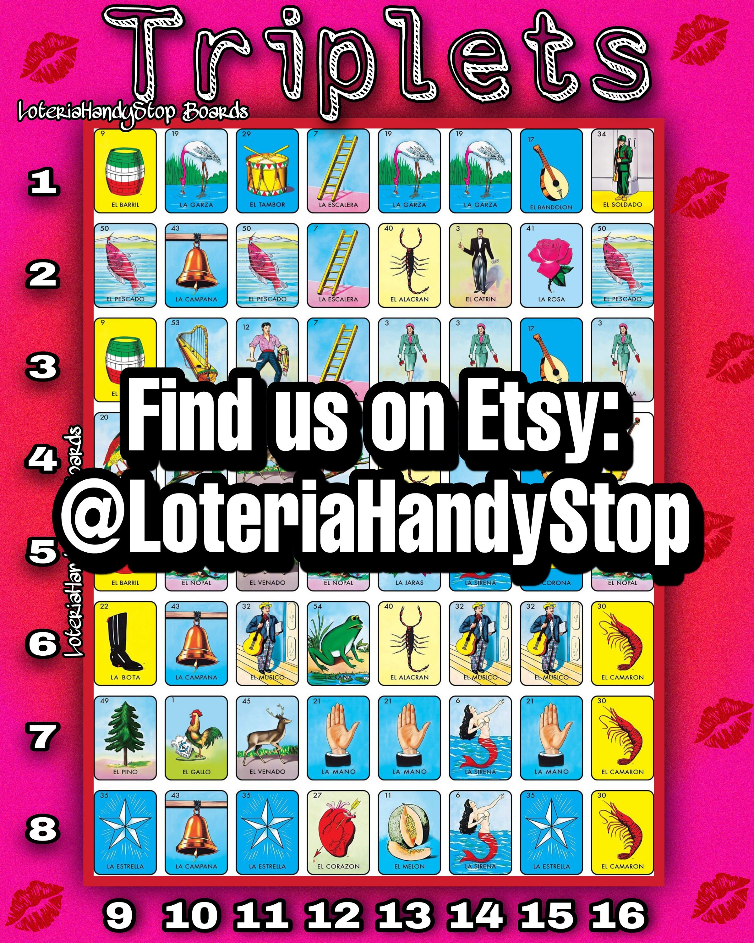 Triplets Roulette Loteria Board Line Games 16 Numbers - Etsy