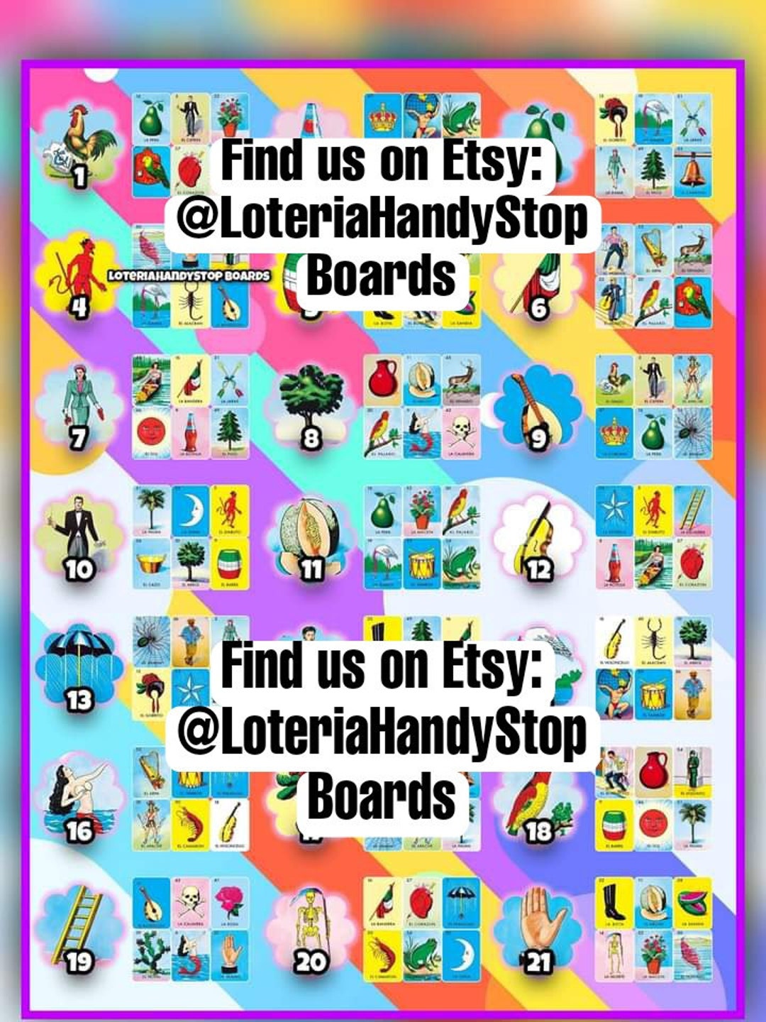 21 Numbers Loteria Board Game Digital Download - Etsy