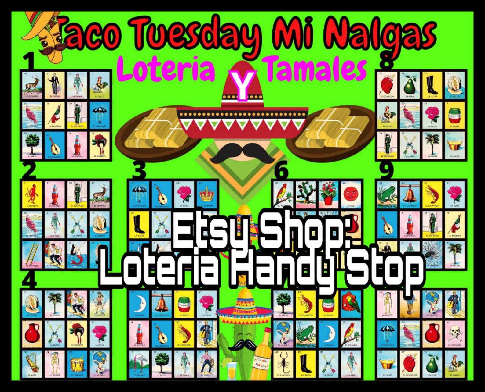 Taco Tuesday Loteria Board in Digital Download With and Without Prices ...
