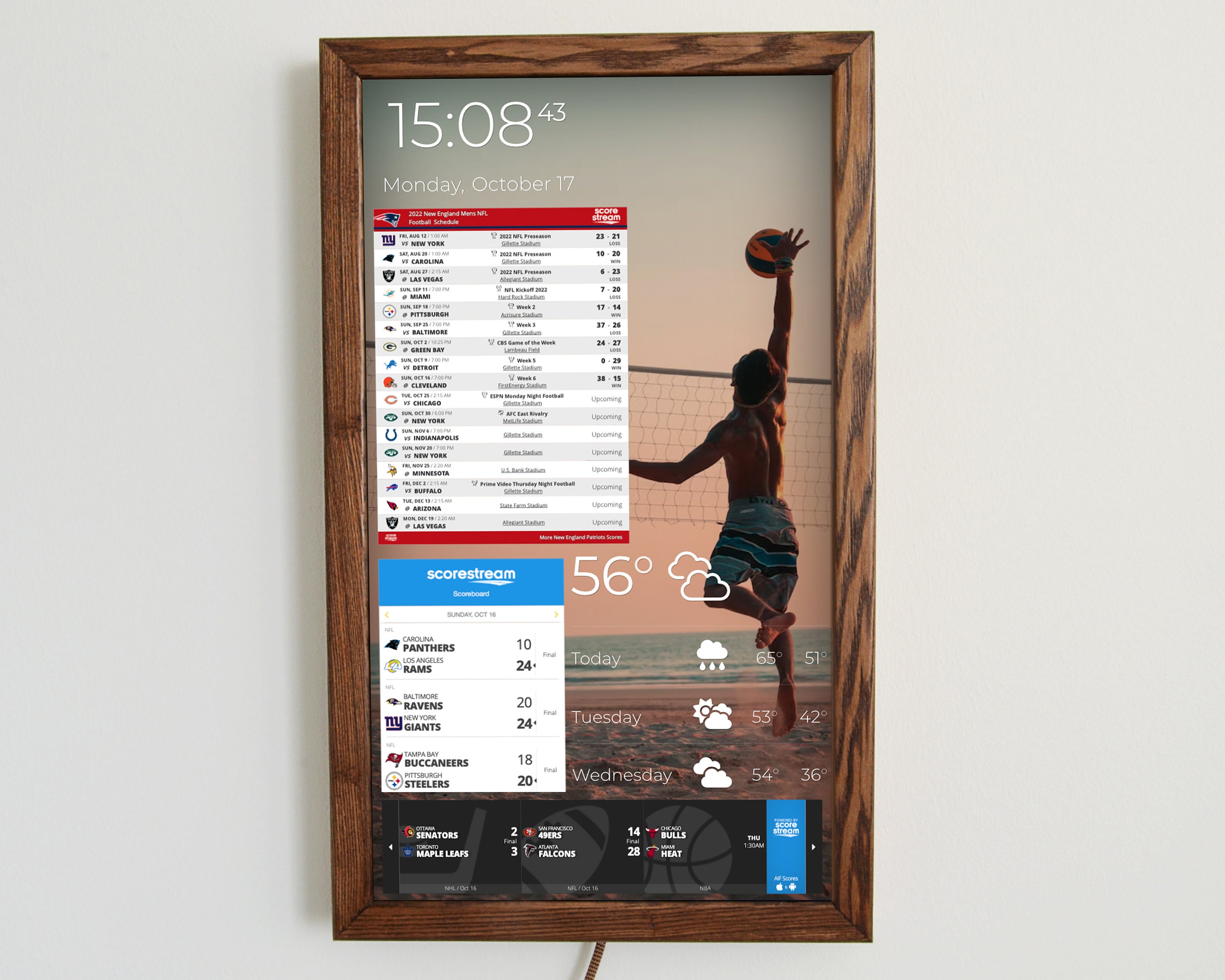 Smart Wall Display 24 '' - Fathers Day Gift, Digital Wood Calendar ...