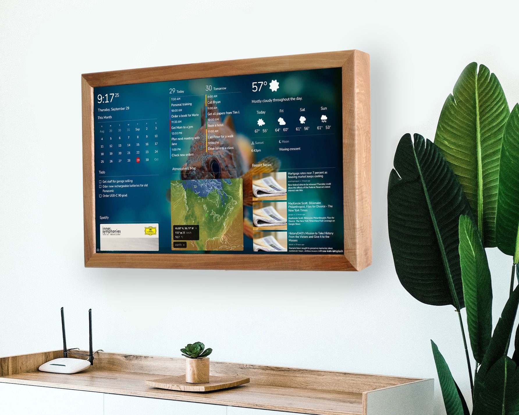 24" Digital Dashboard – Smart Display, Virtual Assistant, Calendar ...