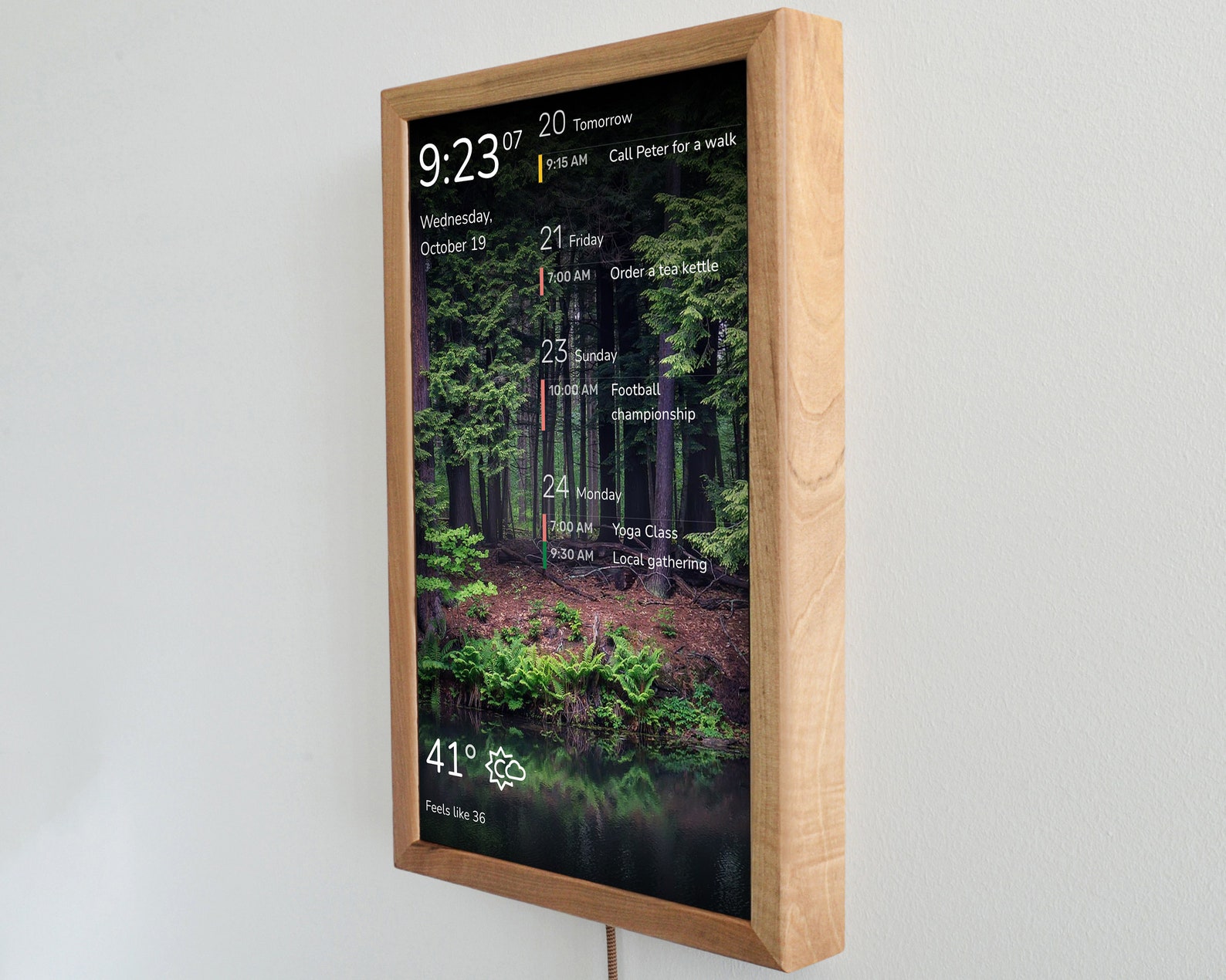 Digital Calendar 24 Inch in Wooden Frame Home Planner Family - Etsy