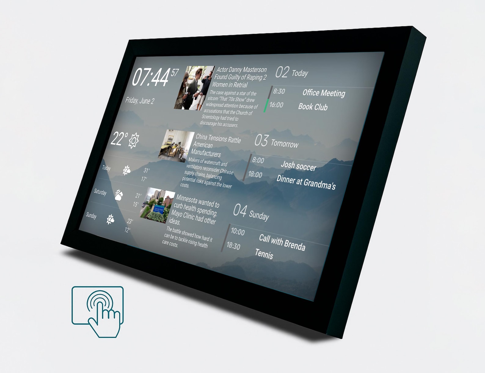 Touchscreen Digital Desk Calendar 15.6" – Dakboard Smart Display, Syncs ...