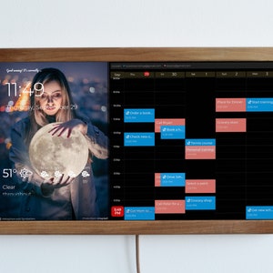 Digital Calendar 24 Inch in Wooden Frame, Home Planner, Family Command ...
