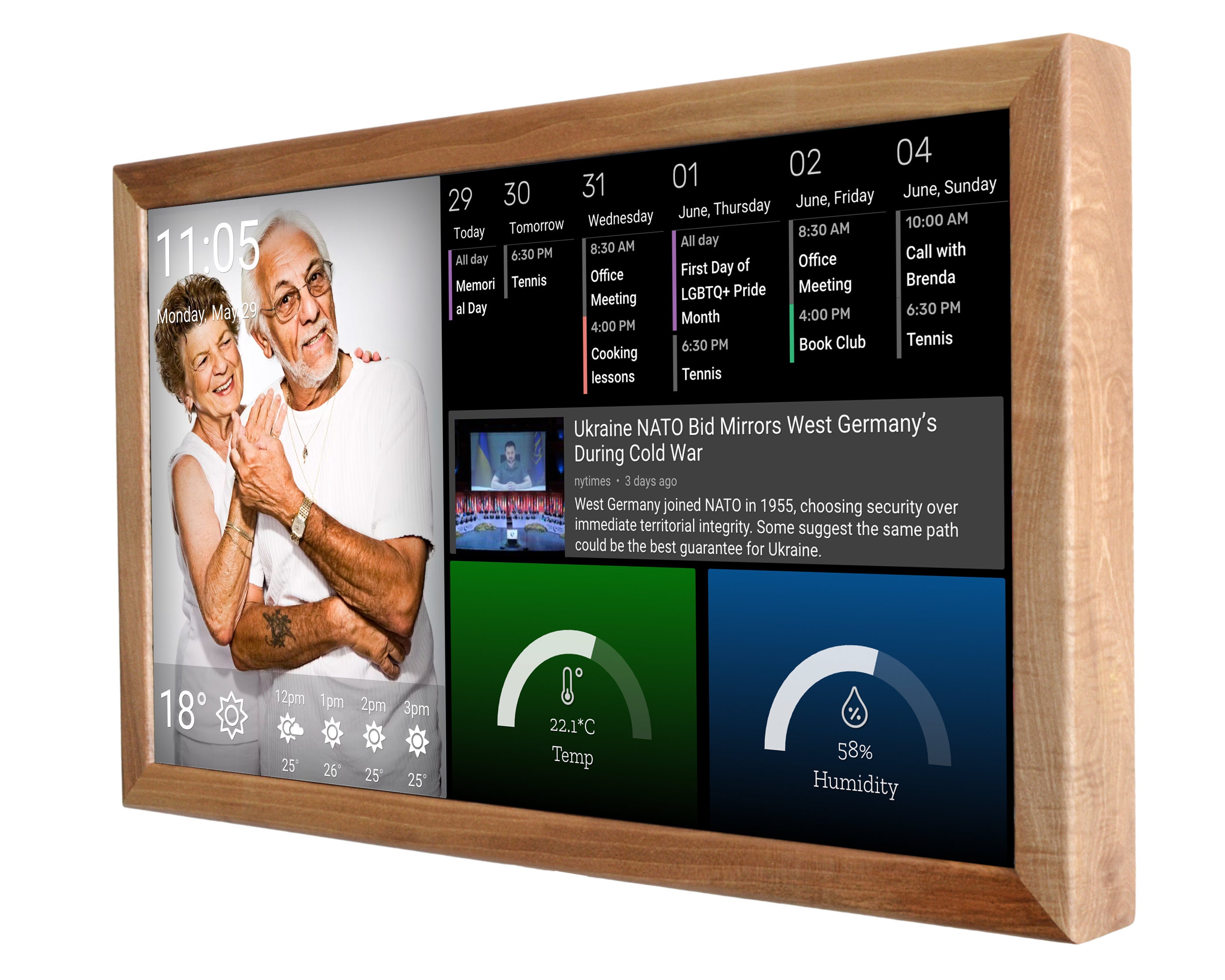 Smart Wall Display 24 '' - Fathers Day Gift, Digital Wood Calendar ...