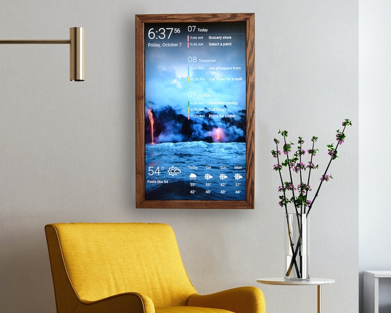 Digital Calendar 24 Inch in Wooden Frame Home Planner Family - Etsy