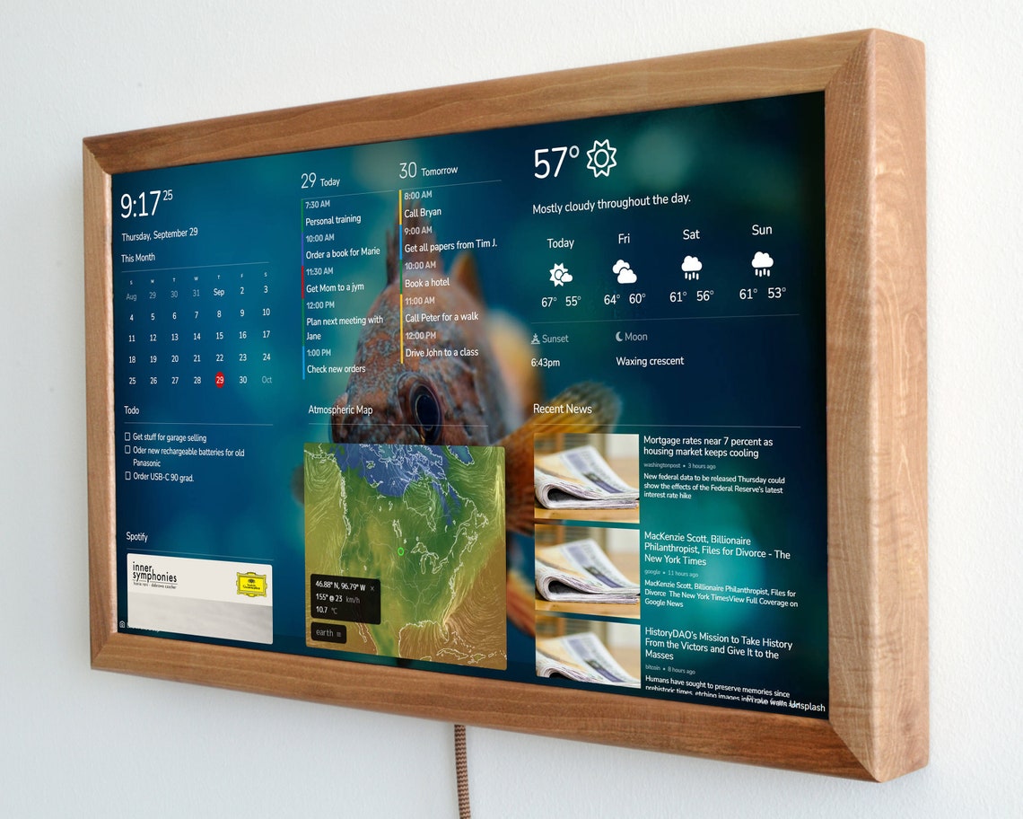 Digital Calendar 24 Inch in Wooden Frame Home Planner Family - Etsy