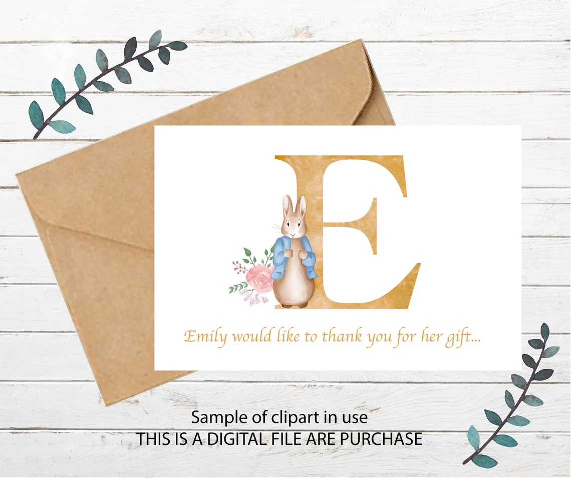 Peter Rabbit Floral Alphabet Watercolour Digital PNG Files - 36 Files ...