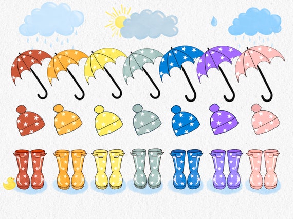 Kids Welly Wellies Clip Art Umbrella Hat Wellington Boot | Etsy