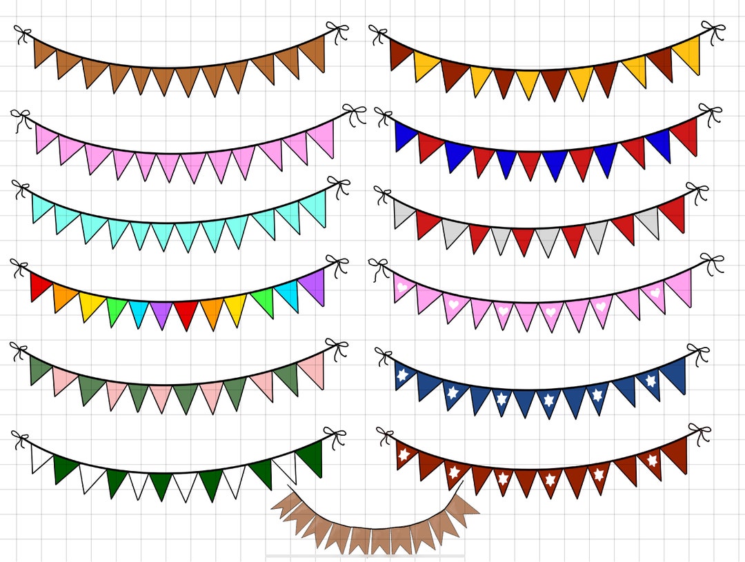 Bunting Clipart Clip Art Png Instant Download Files - 13 Files Included ...
