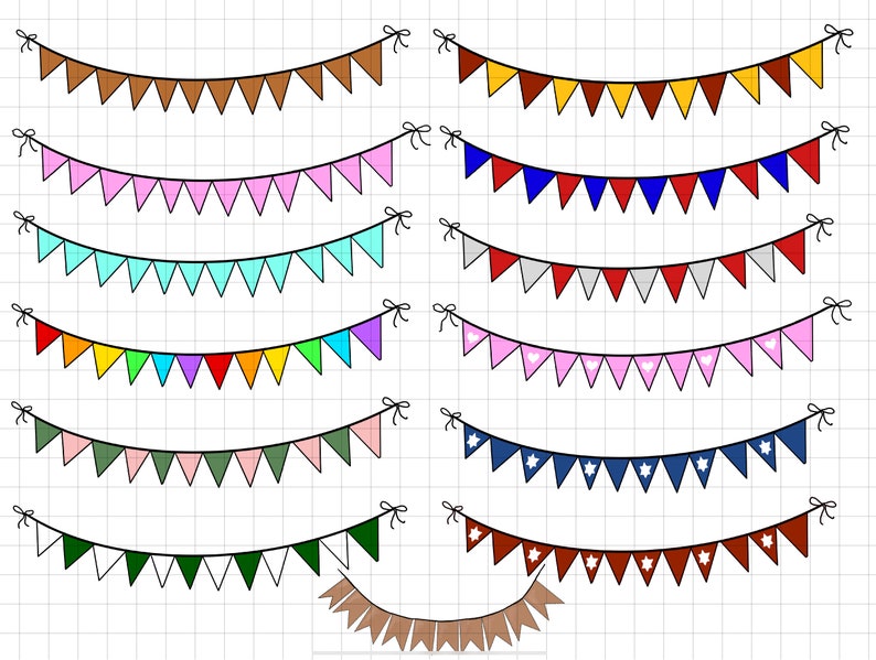 Bunting Clipart Clip Art Png Instant Download Files - 13 Files Included ...