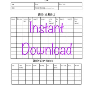 Cow Breeding & Health Record Instant Download Printable Farm Planner ...