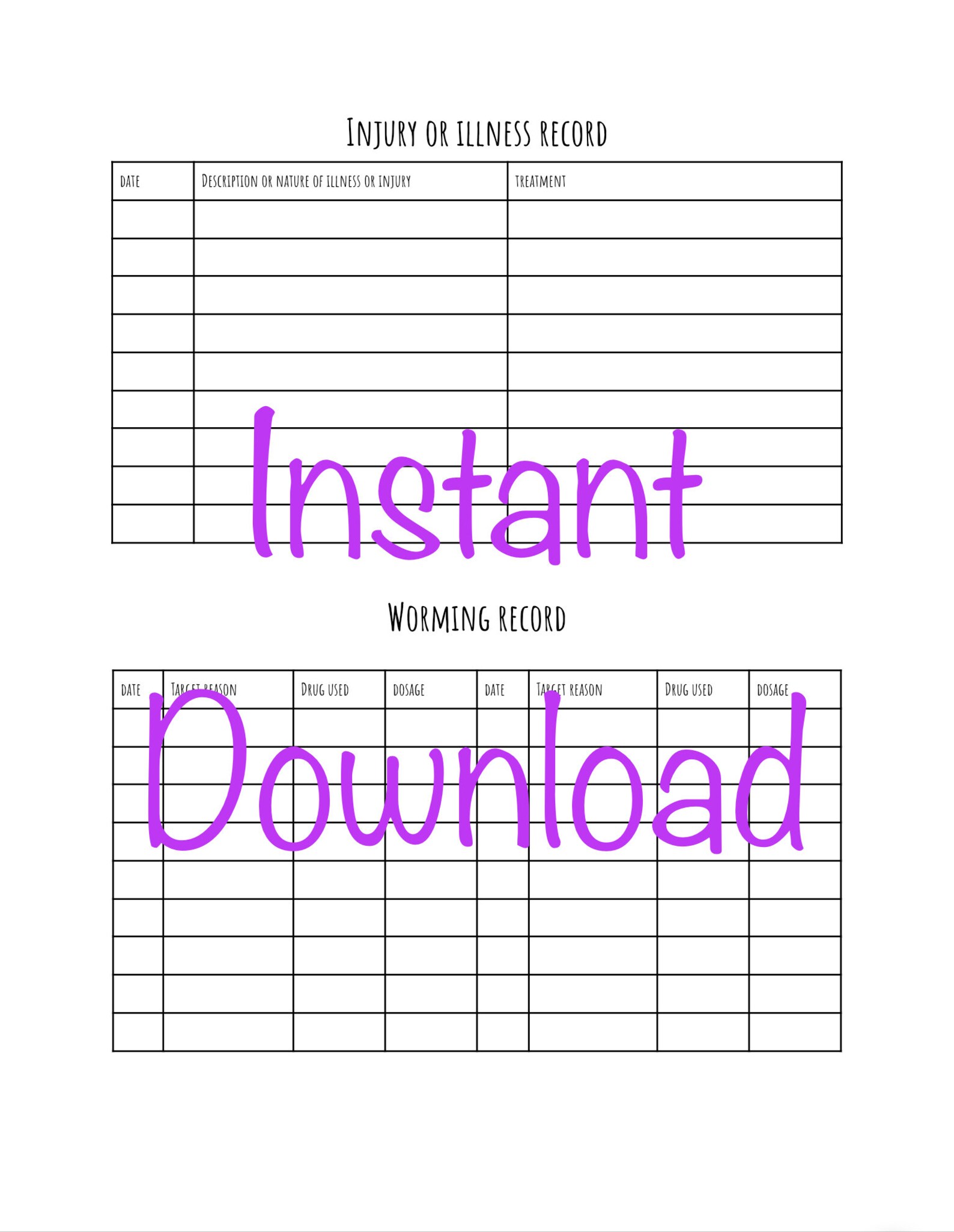 Rabbit Doe Breeding & Health Record Instant Download Printable Farm ...