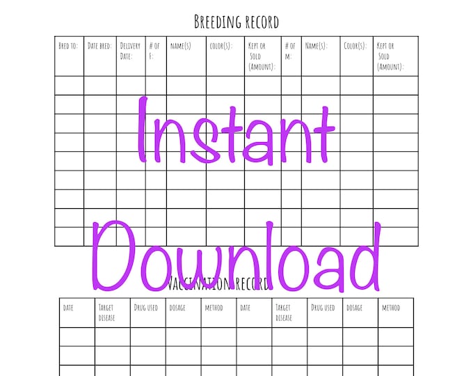 Dog-male Health & Breeding Record INSTANT DOWNLOAD - Etsy