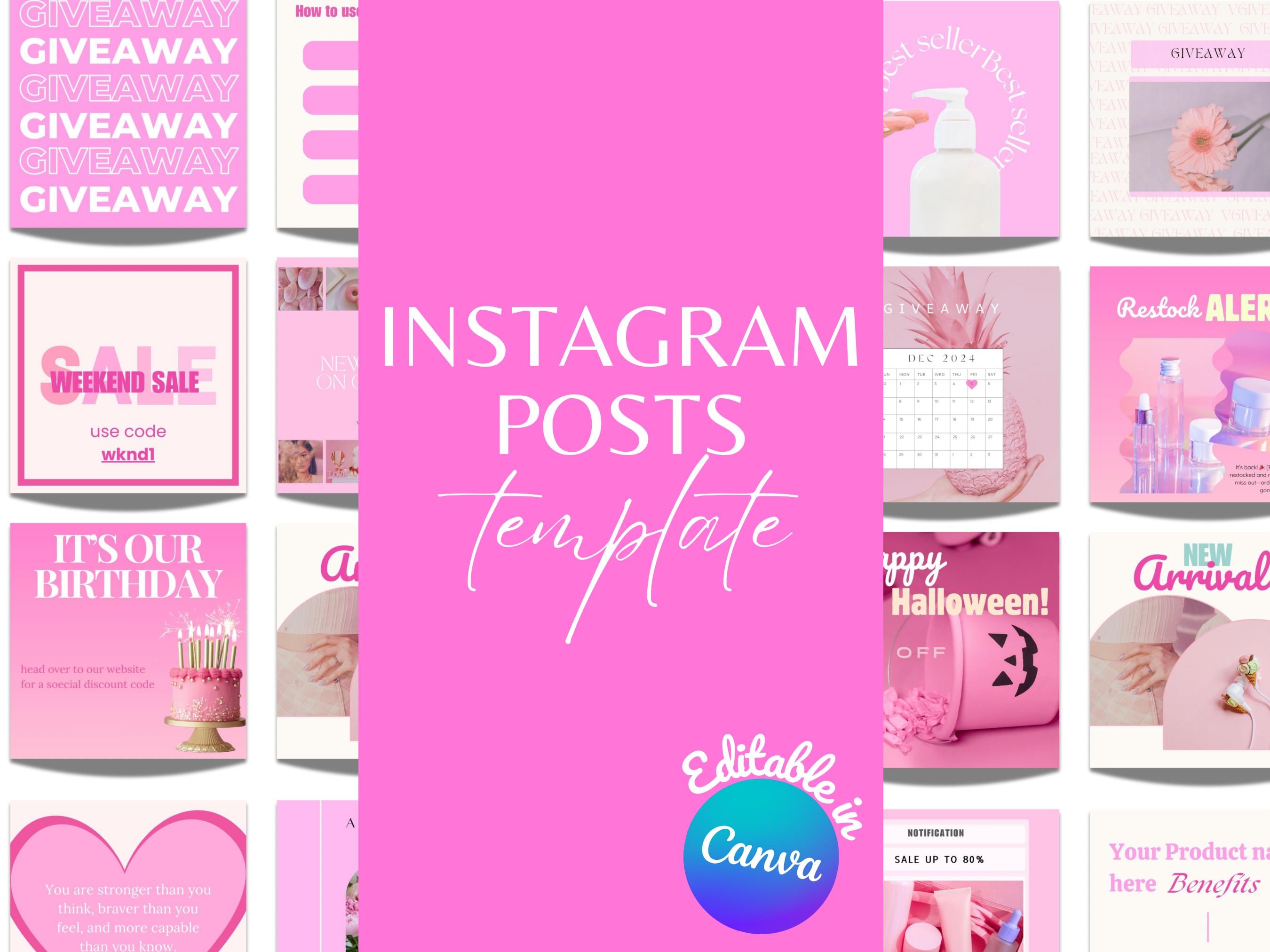 Editable Pink Instagram Templates, Buisness Marketing - Canva Instagram ...