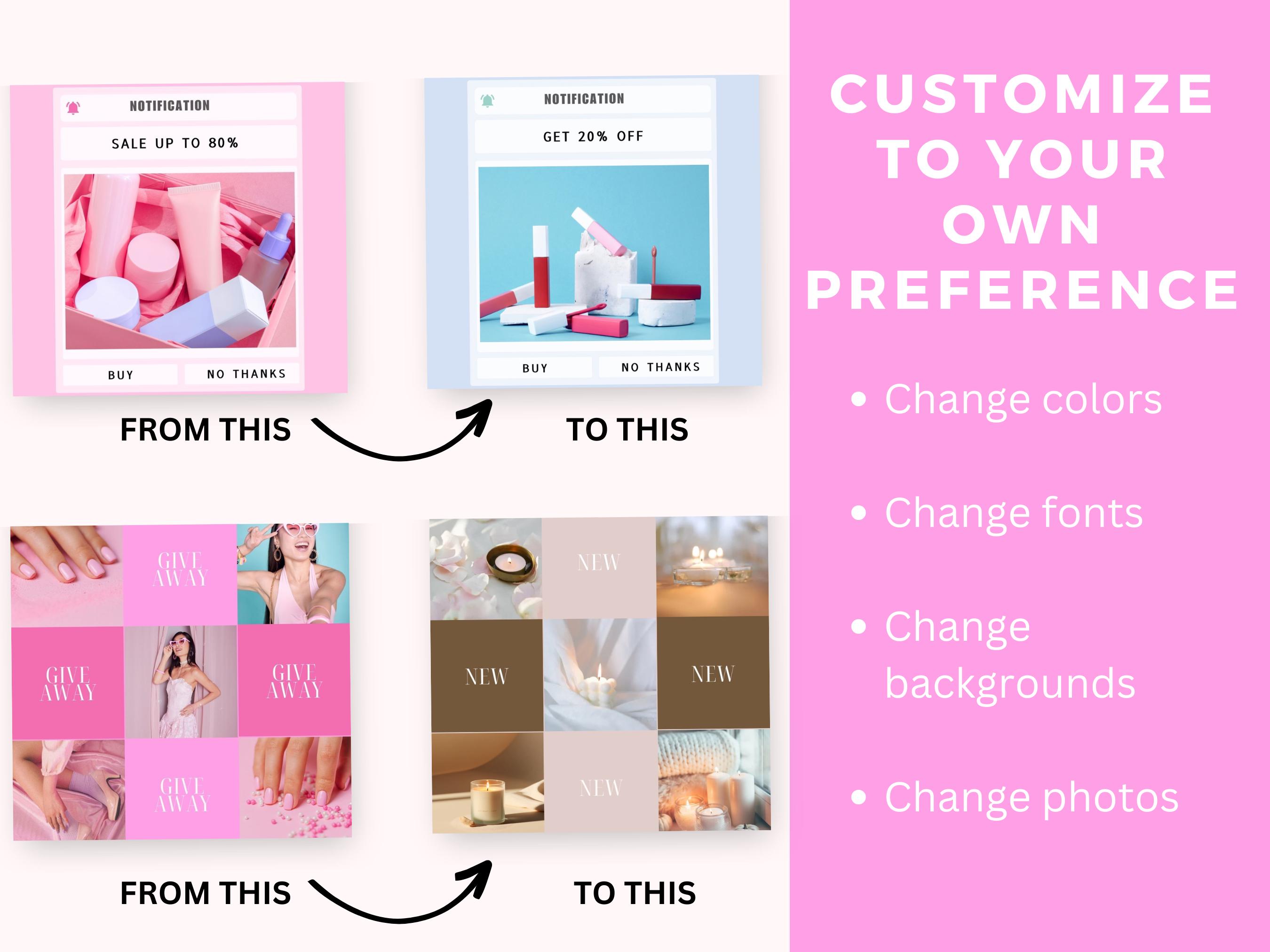 Editable Pink Instagram Templates, Buisness Marketing - Canva Instagram ...