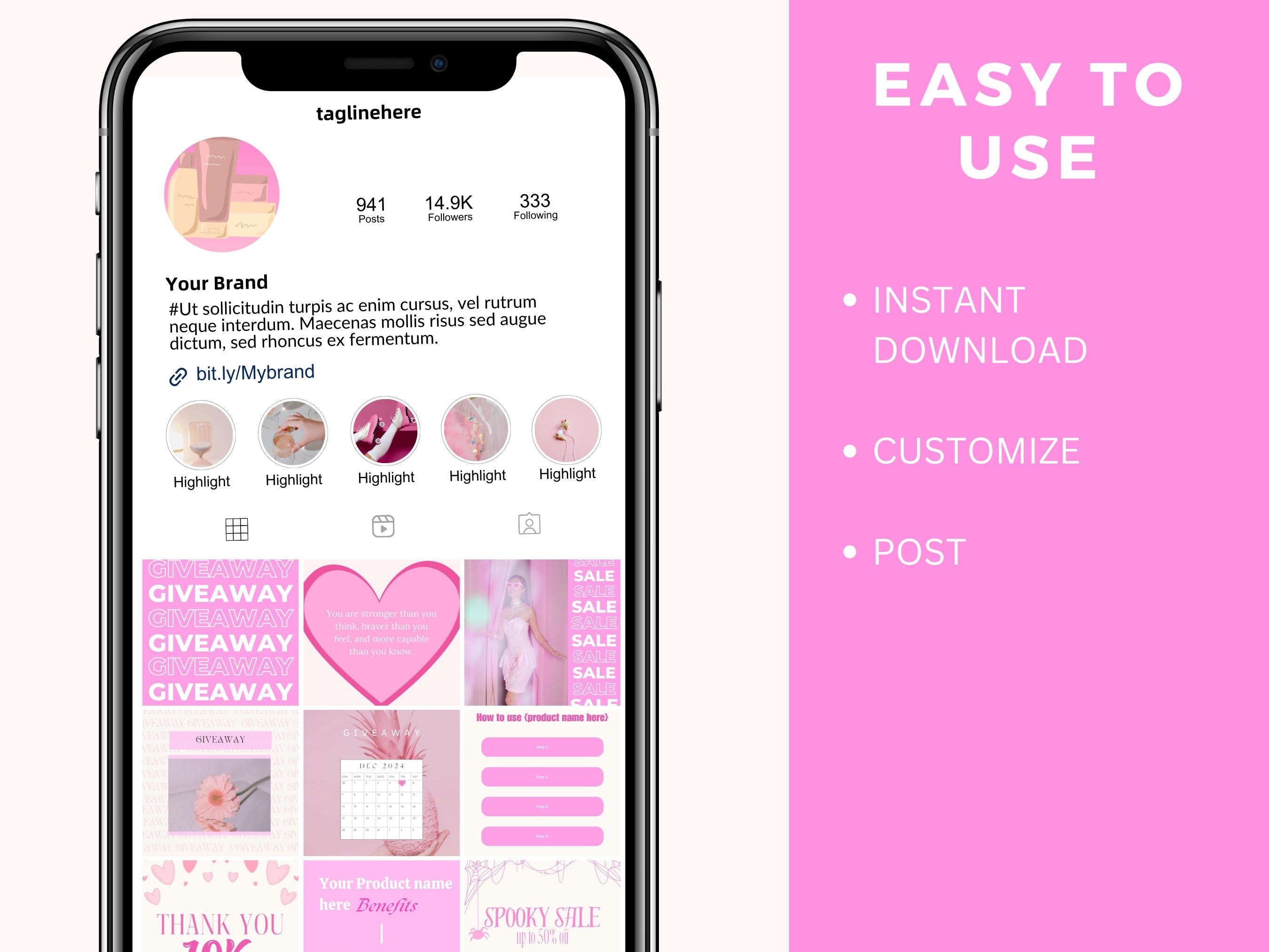 Editable Pink Instagram Templates, Buisness Marketing - Canva Instagram ...