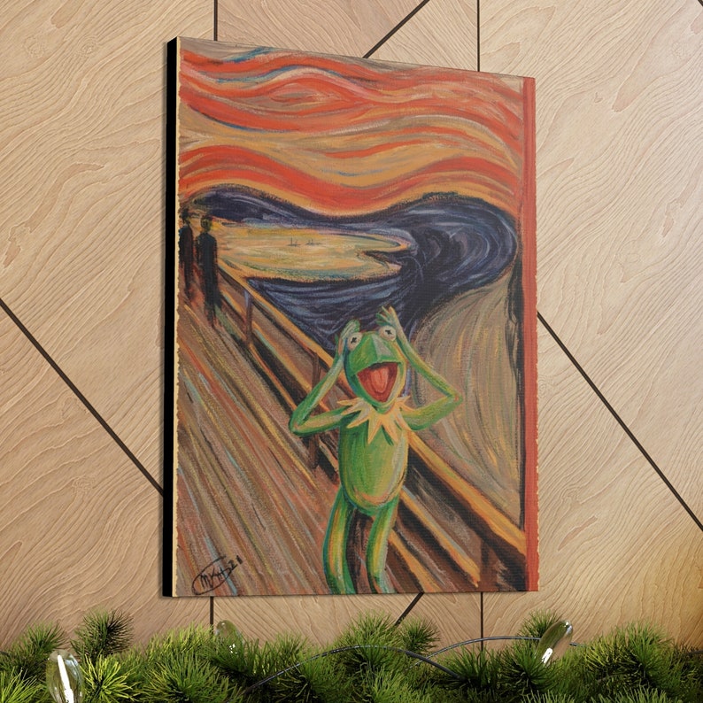 The Scream Kermit the Frog Muppets Fine Art Canvas Wrap - Etsy