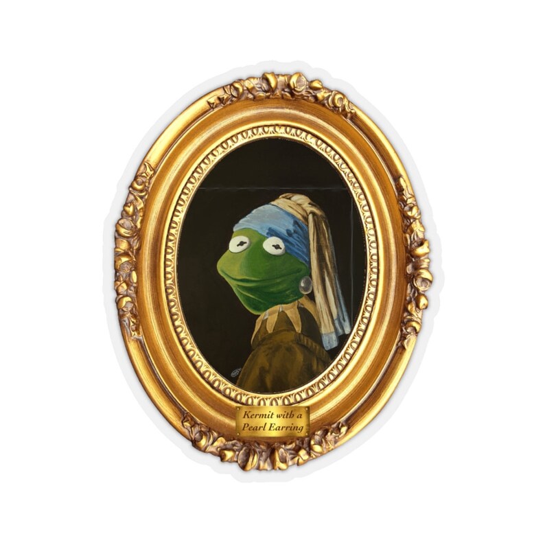 Kermit Sticker Girl With a Pearl Earring Art Painting Muppets - Etsy