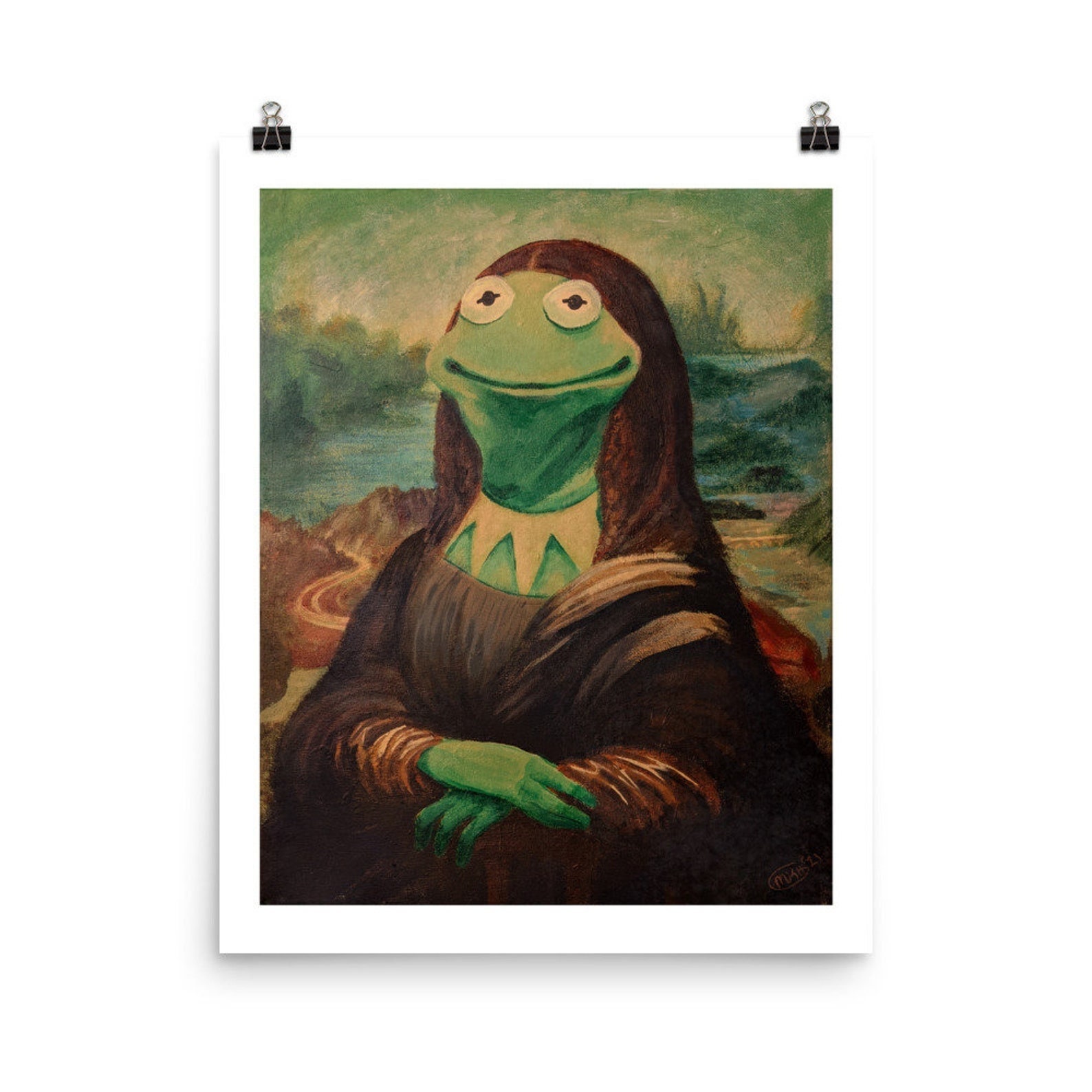 Mona Lisa Kermit the Frog Muppets Fine Art Print | Etsy