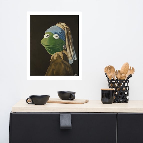 Art Print Kermit the Frog Girl With a Pearl Earring Muppets - Etsy