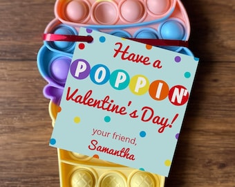 Valentines Day Pop It Fidget Party Favor Gift Tag Printable | Etsy