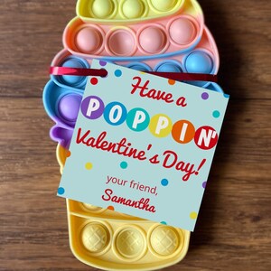 Valentines Day Pop It Fidget Party Favor Popcorn Gift Tag Printable ...