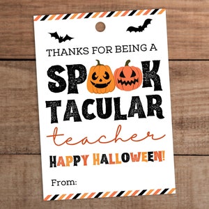 Teacher Halloween Gift Tag Printable | Thank You for Being a ...